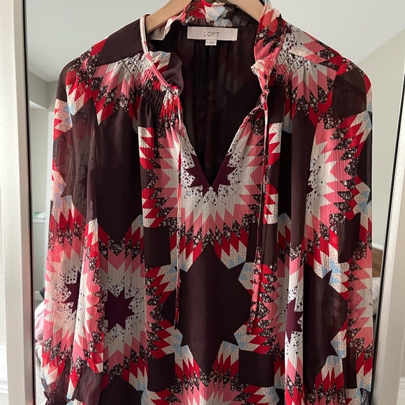 LOFT | Tops | Loft Geometric Print Blouse | Poshmark